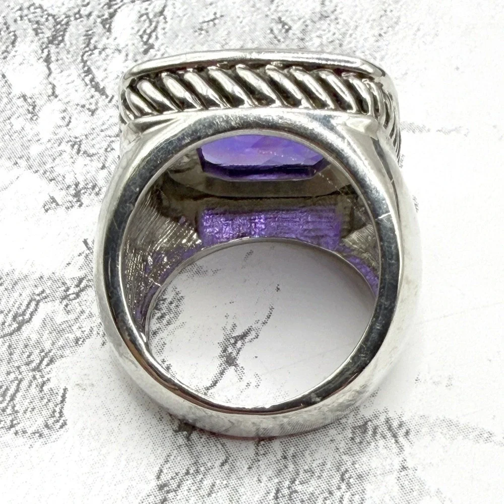 Source Unknown | Jewelry | Silver Tone Purple Glass Stone Statement ...